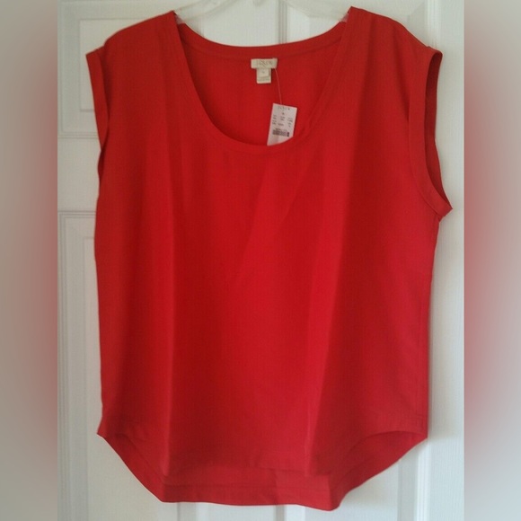 Tops | J Crew Womens Drapey Tank Top Sleeveless Solid Red | Poshmark